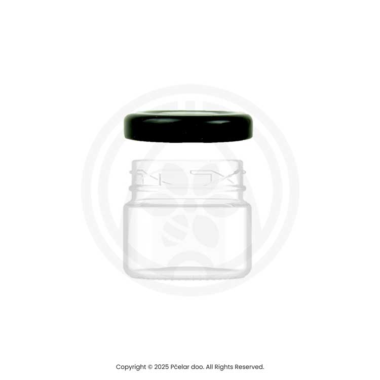 143103/142320 - Tegla za med staklena, 30ml sa poklopcem – Pčelar doo